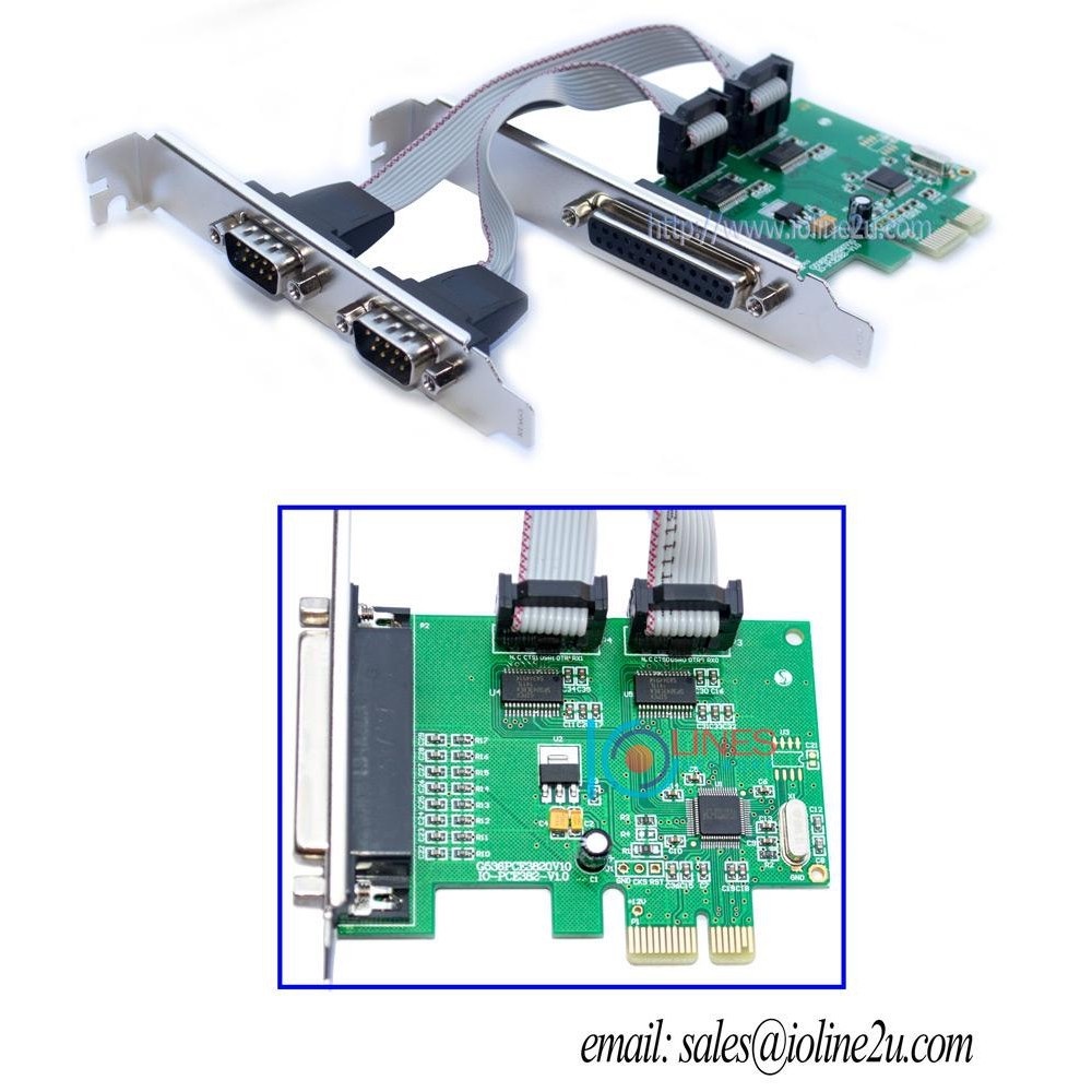 PCIe 1*parallel port DB25+ 2*Serial DB9 RS232 card Win 7/8/10/11 WCH382 ...