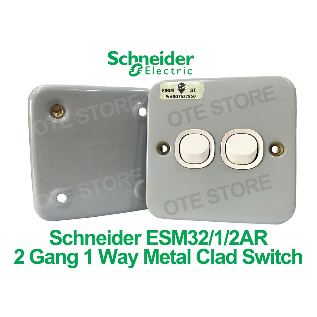 Schneider S-Classic ESM 32/1/2AR 2 Gang 1 Way Metal Clad Switch (Sirim ...