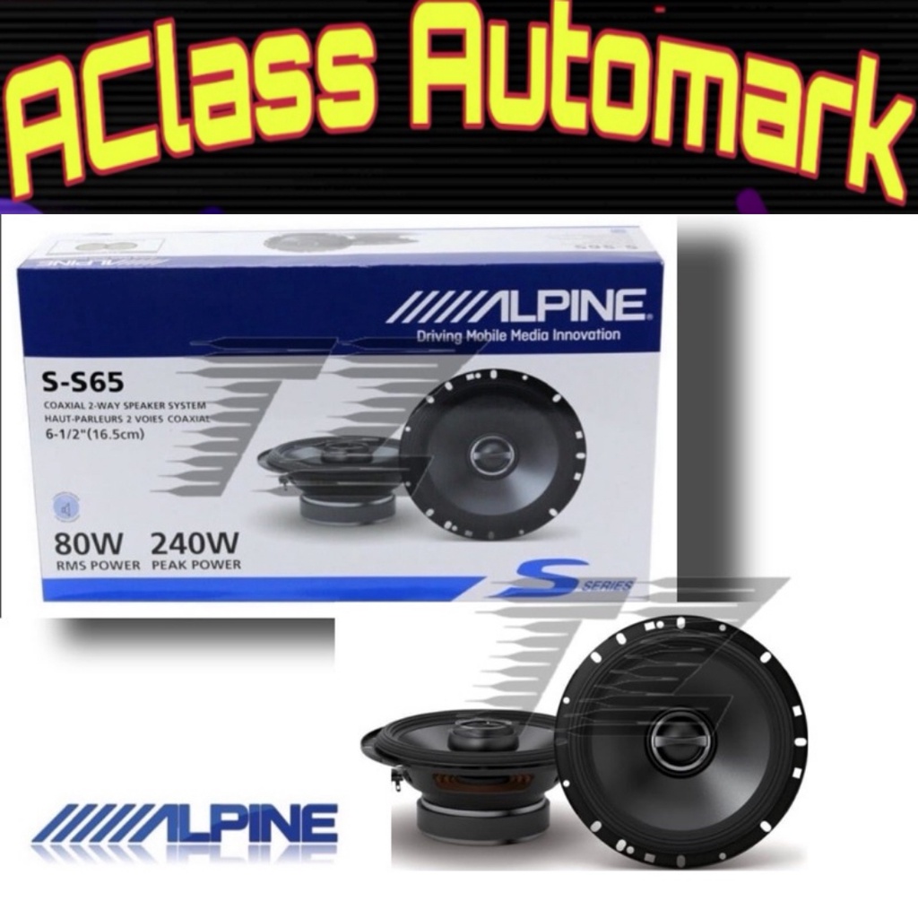 Alpine S-S65 6-1/2" Car Audio Mid Bass Coaxial Speaker Bass 2-Way S ...
