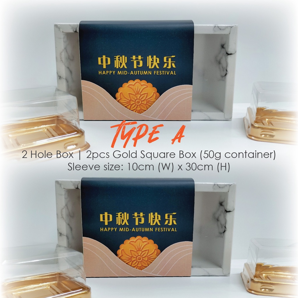 [2 HOLE BOX+50g plastic Tray + Sleeve Packaging COMBO SET ] 中秋特备月饼盒 Mid ...