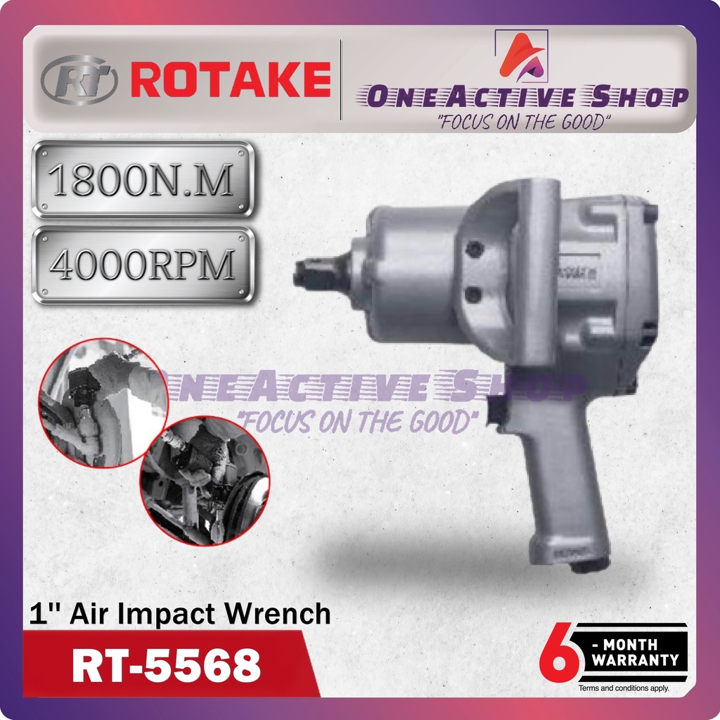 ROTAKE 1" Pneumatic Air Impact Wrench 1800NM 4000RPM RT-5568 / RT5568 ...