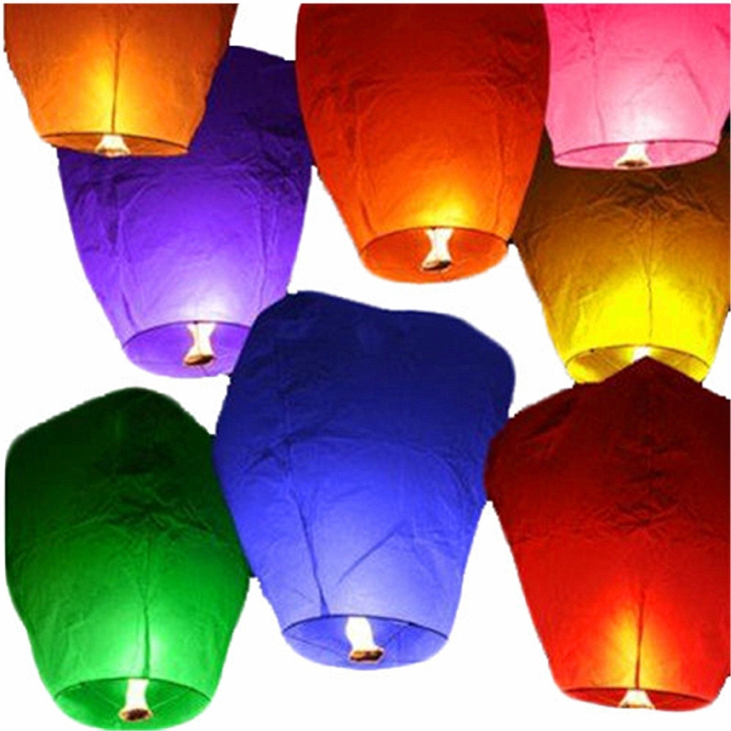 10 Multi-Colour Chinese Sky Lanterns Floating Flying Paper Lantern ...