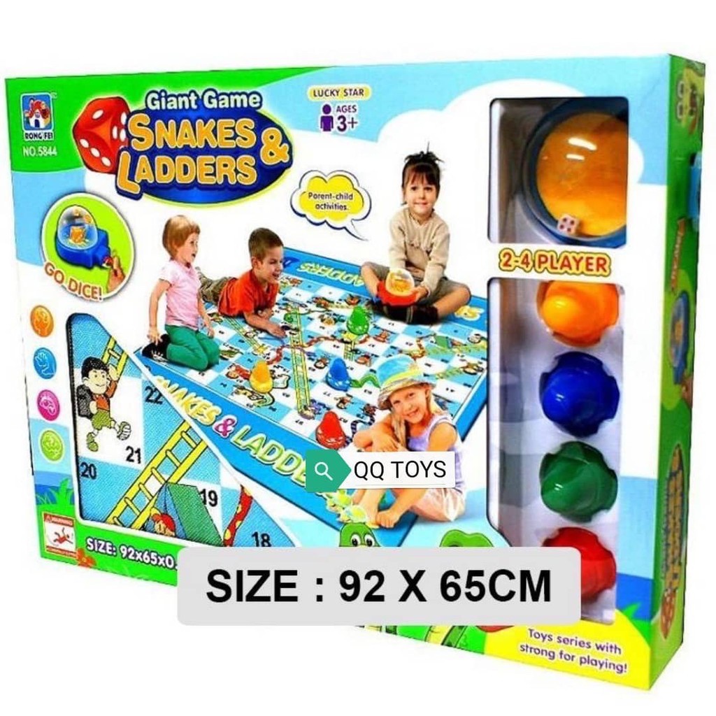 Giant Game Snakes and Ladders Floor Game (92 x 65cm) for 2-4 Players ...