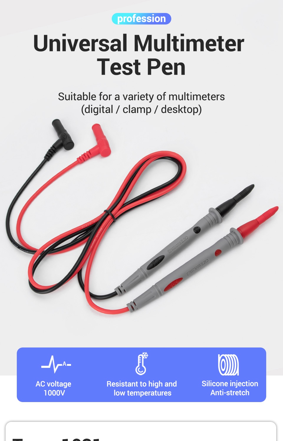 20A Gold-plated Special Tip Digital Multimeter Test Lead 1000V Slicon ...