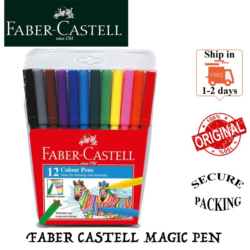 FABER CASTELL MAGIC COLOUR PEN 12 COLOURS / FABER-CASTELL FIBRE TIP ...