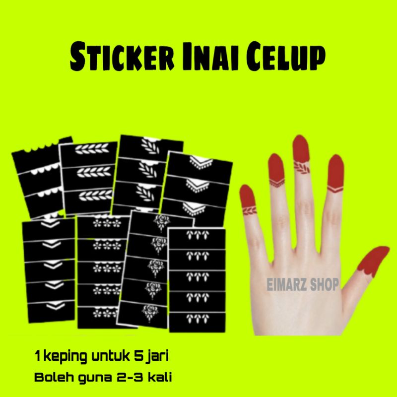Sticker Inai Jari Celup Pelbagai Corak Cantik (5jari/pcs) | Shopee Malaysia