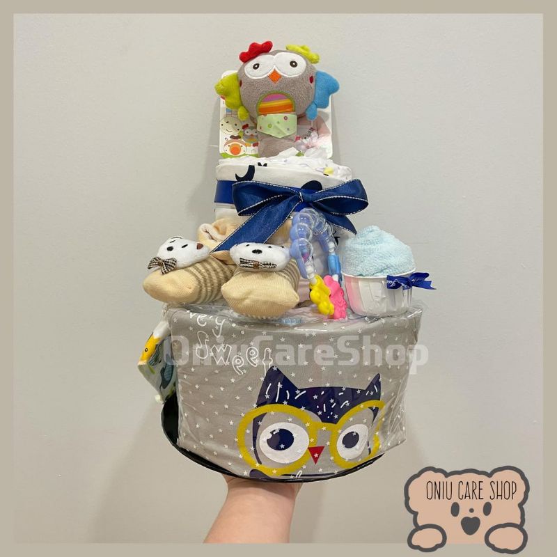 2TIER DIAPER CAKE BABY HAMPER GIFT SET FULL MOON GIFT HADIAH | Shopee ...