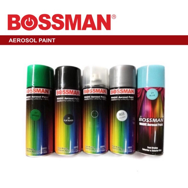 [BOSSMAN] spray paint penyembur sembur cat warna colour wood metal kayu ...