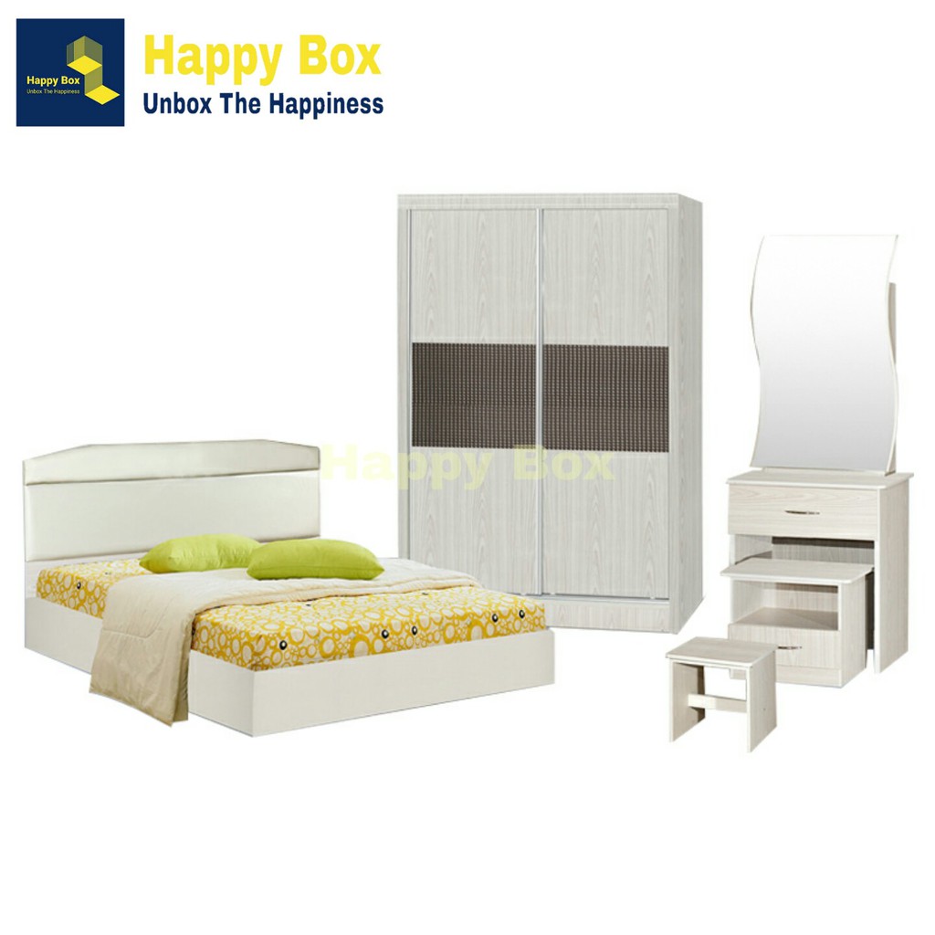 Happy Box Furniture 5 Pieces Queen Bedroom Set (With 4ft Wardrobe ...