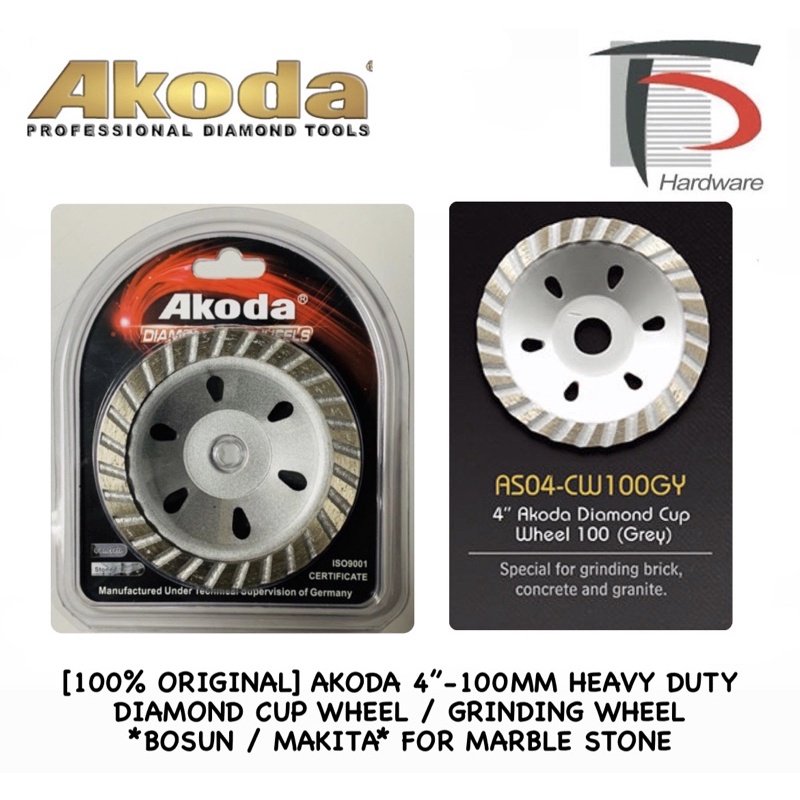 [100% ORIGINAL] AKODA 4”-100MM HEAVY DUTY DIAMOND CUP WHEEL / GRINDING ...