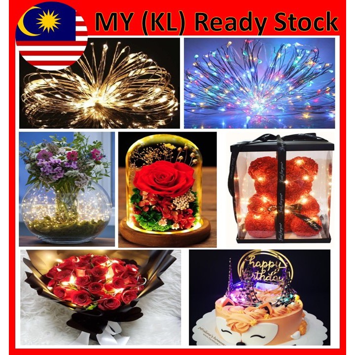🇲🇾 BATTERY INCLUDED Copper Wire LED String Lamp Fairy Light 铜线灯 LED ...