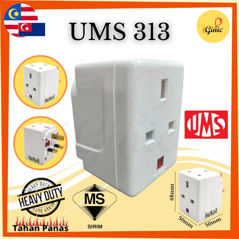 3 Way Adaptor Adapter Switch Usb Socket Outlet 3 Pin Plug Extension