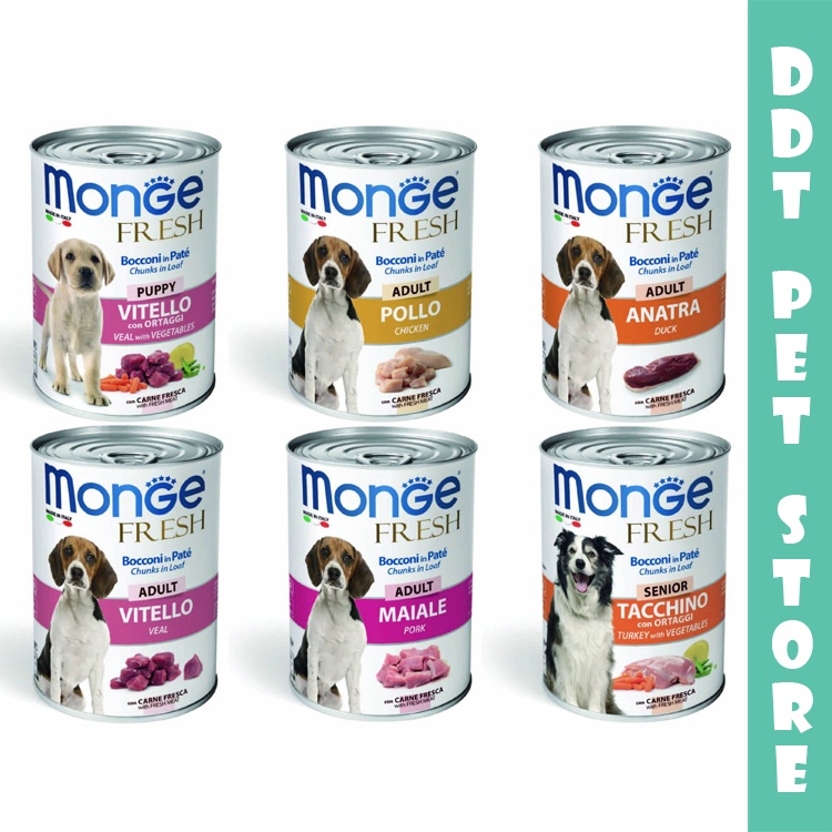 Monge Fresh Dog Canned Food - 400g / Puppy / Adult / Senior | Shopee ...