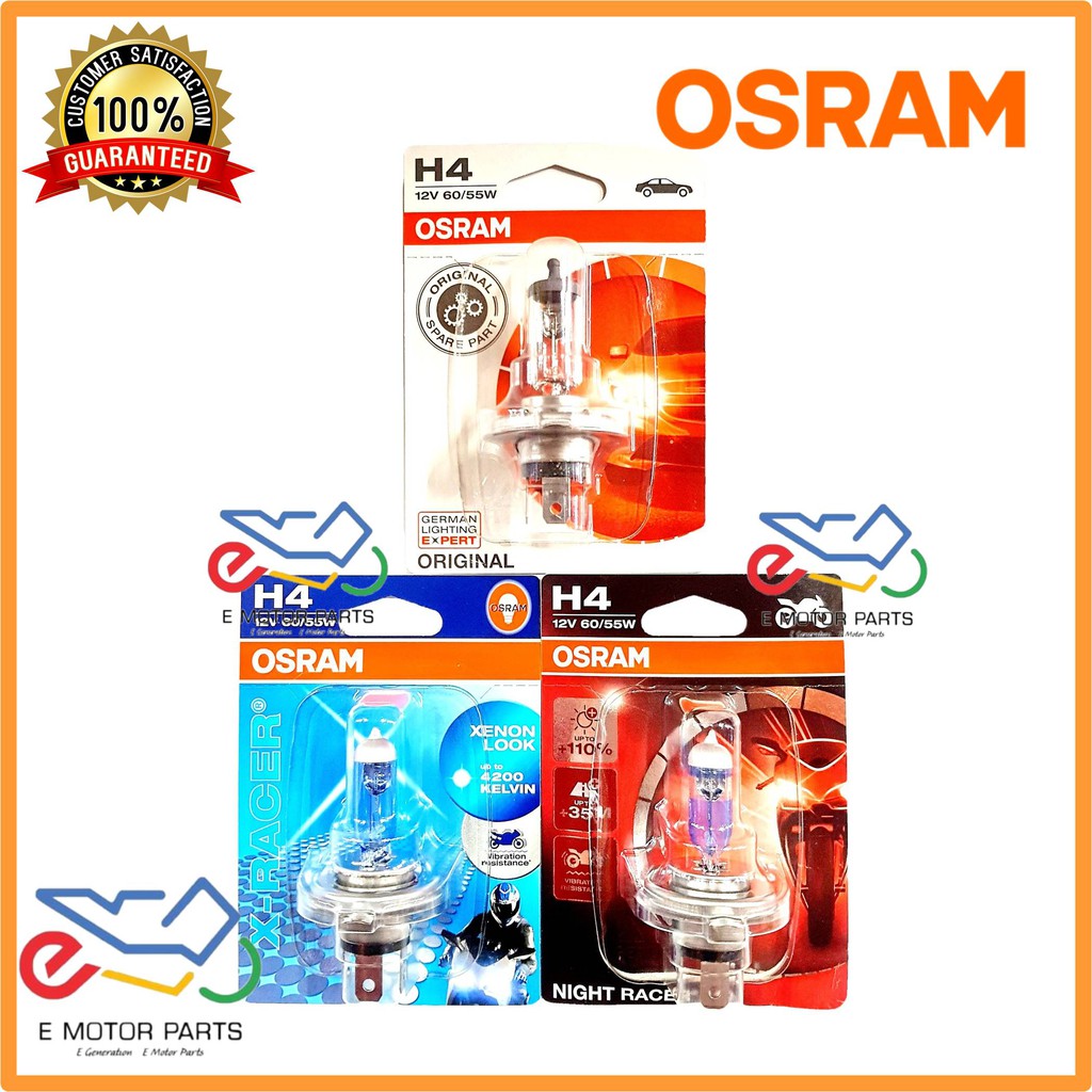 OSRAM H4 64193 12V P43T 60/55W HALOGEN LIGHT BULB MENTOL DEPAN 3 KAKI ...