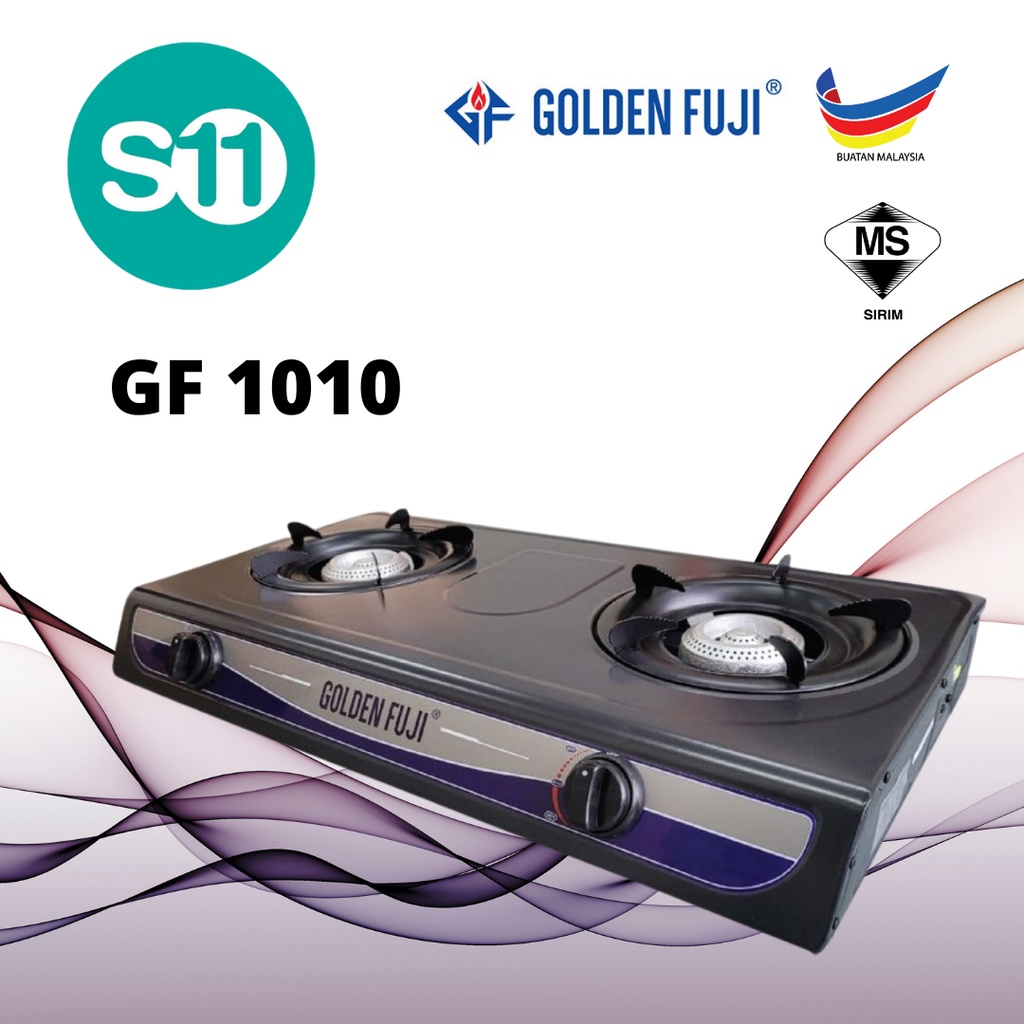 GOLDEN FUJI Auto Ignition Stainless Steel Double Kitchen Gas Stove ...