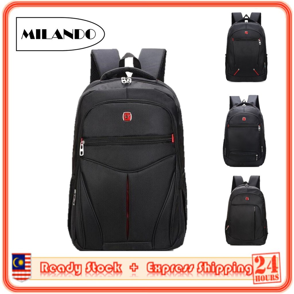 MILANDO Trendy Stylist Laptop Backpack Travel School Bag Black Series ...