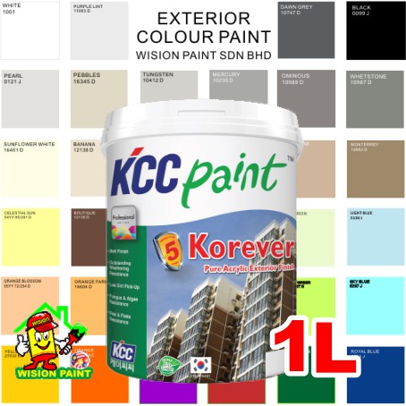 1L KCC PAINT KOREVER PURE ACRYLIC EXTERIOR FINISH 5 YEARS KOREA PAINT ...