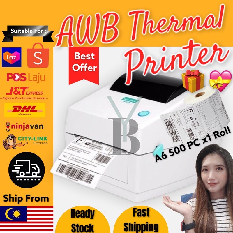 A6 Thermal Printer 🖨 M6 M8 Bluetooth Shopee Lazada Waybill Barcode ...