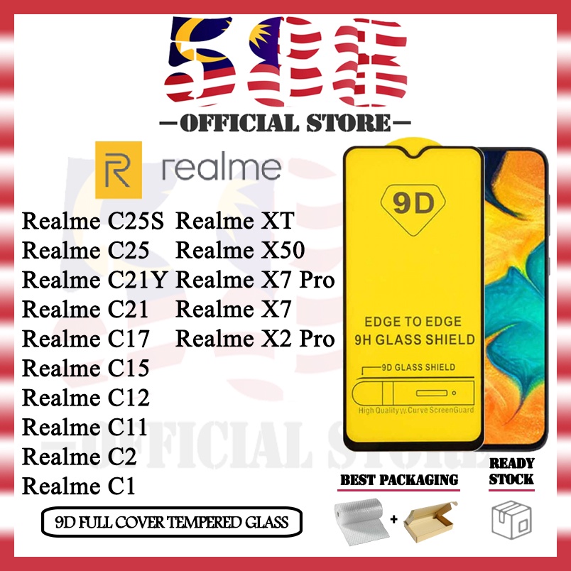 REALME C75/C61/Note 60/50/C65/C63/C67/C51/C53/C55/C21/C15/ 9D Full Screen Protector Tempered ...