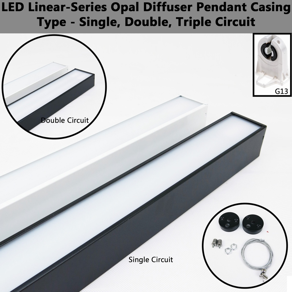3H 4ft G13 [Single/Double/Triple Circuit] LED Linear-Series Opal ...
