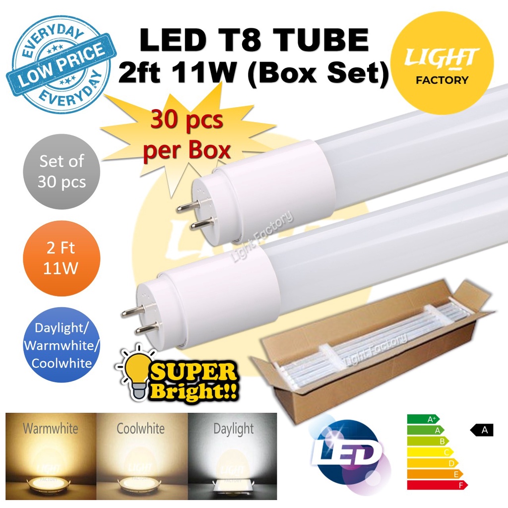 [BOX SET] HIGH QUALITY LED T8 Tube Light Upgraded 2 Feet 11W 4 Feet 22W 30W 35W 2ft 4ft Daylight ...