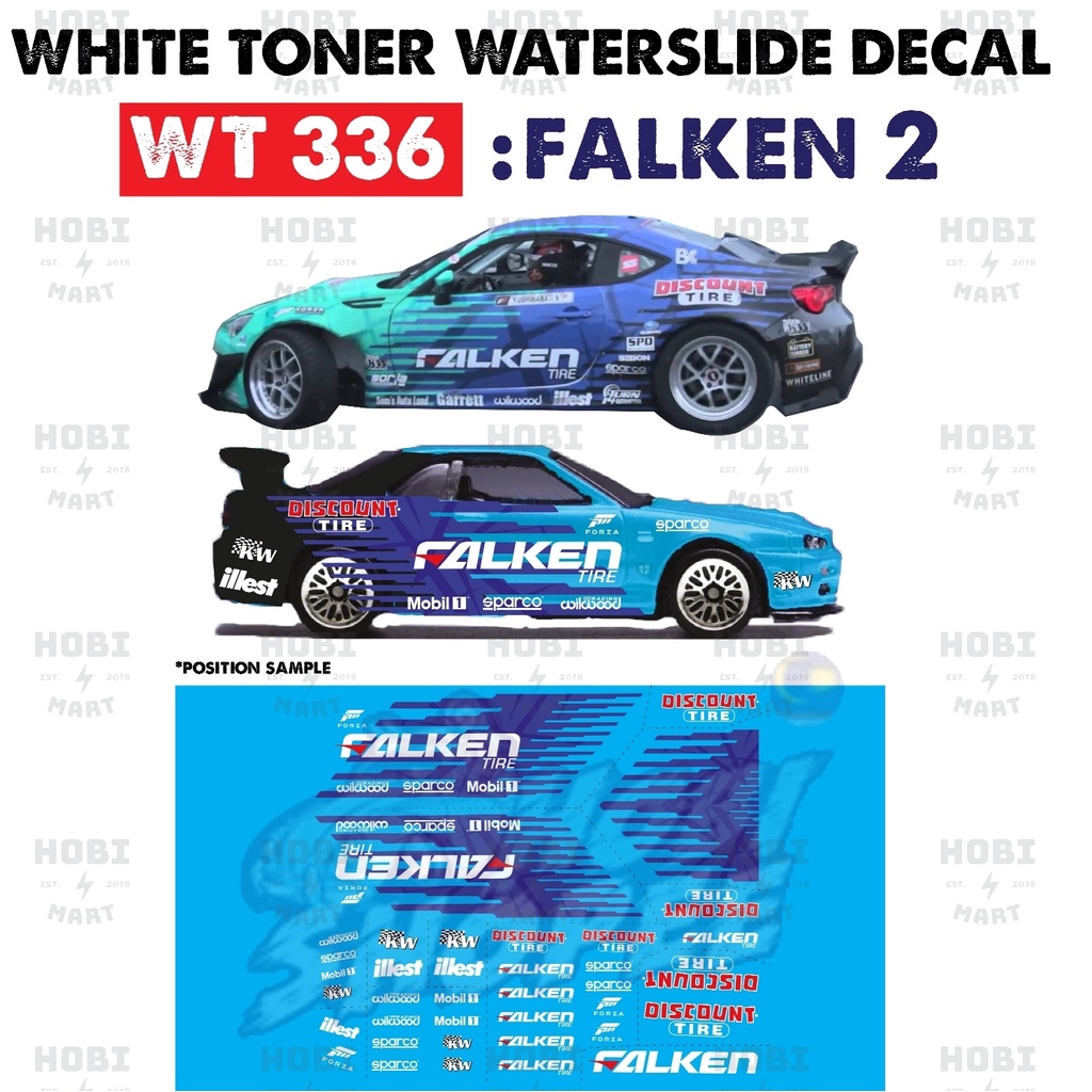 Falken 2 Decals Hotwheels Tomica 1:64 diecast custom white toner ...