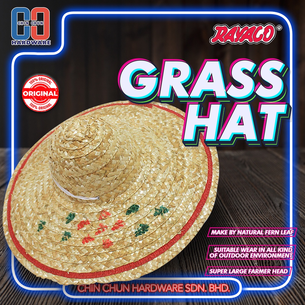 RAYACO GRASS HAT|TOPI KEBUN|GRASS HAT|FARMER HAT|TOPI RUMPUT JERAMI ...