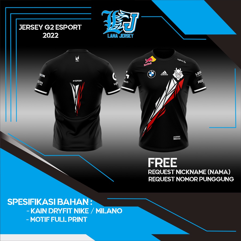 Jersey G2 E SPORT 2022 GAME DOTA 2 WILDRIFT LOL CSGO (Free Request nickname) | Shopee Malaysia