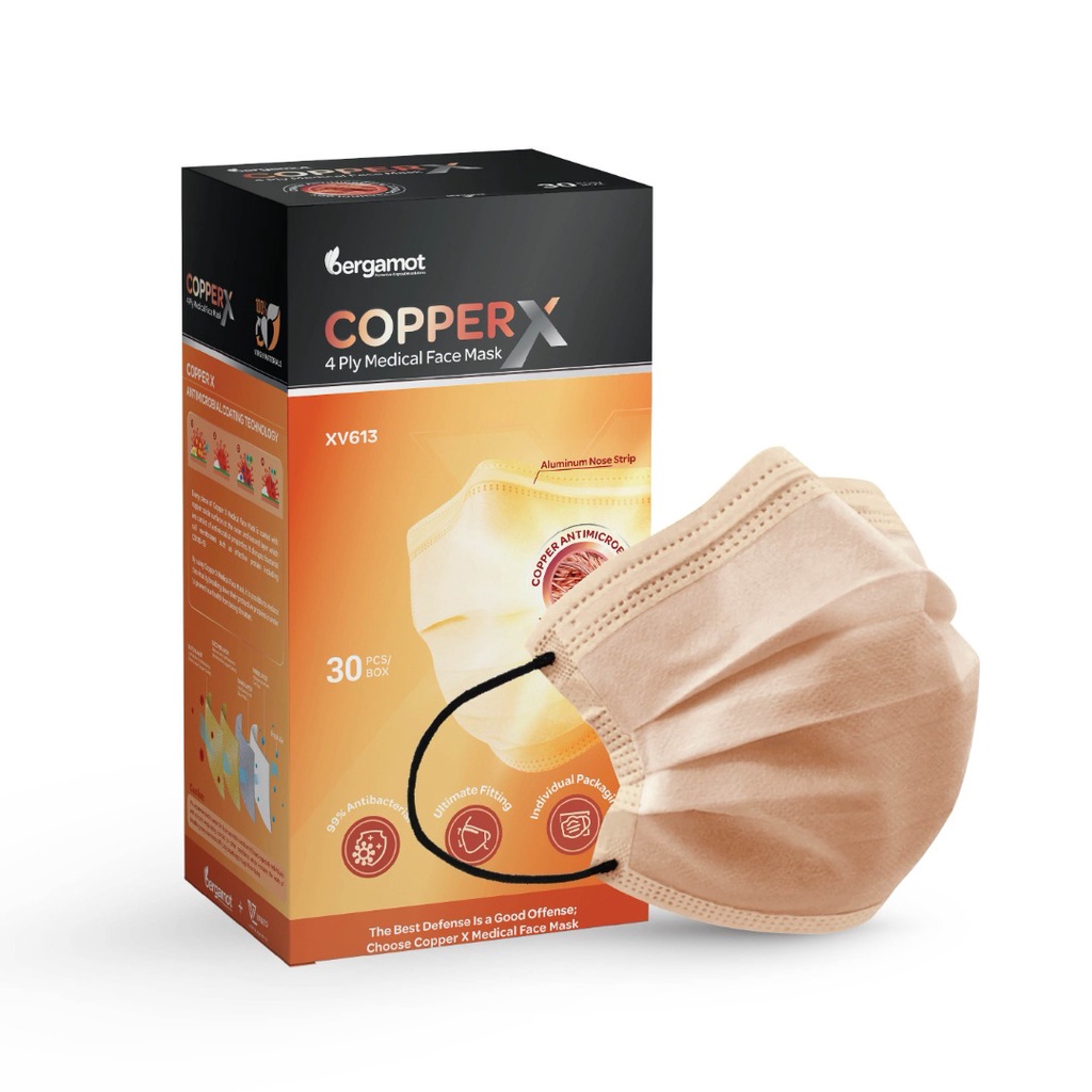 BERGAMOT COPPERX 4 PLY MEDICAL FACE MASK 30'S | Shopee Malaysia