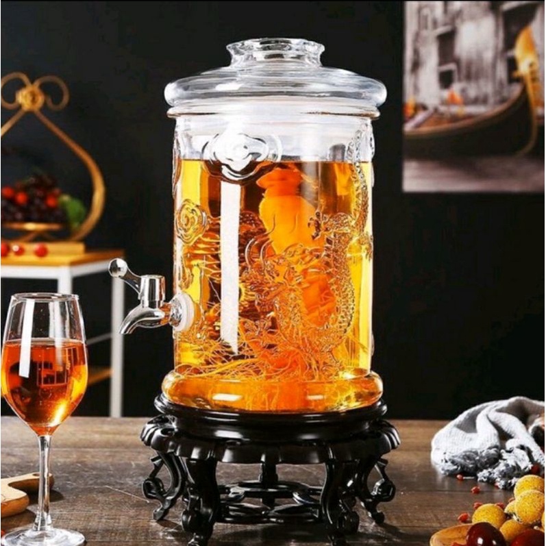 Dragon Cylindrical Glass Wine Pitcher with spout, without spout 6L, 8L ...