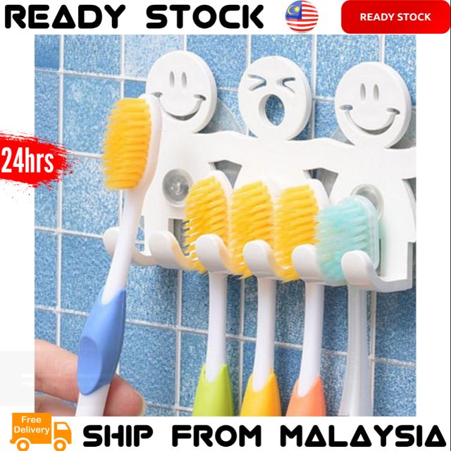 Toothbrush suction holder wall mounted suction cup 5 position cute ...