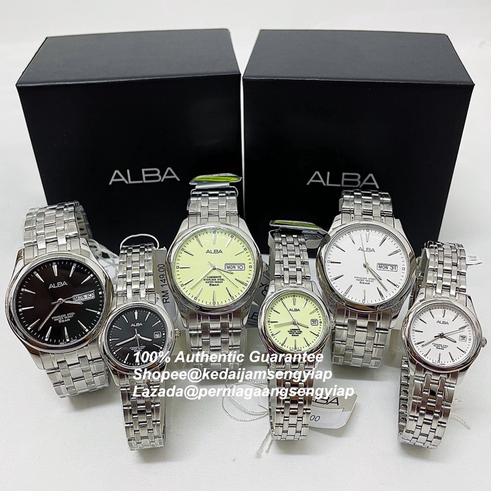 100% Original ALBA Couple Set Minimalist Men Women Fashion Quartz ...