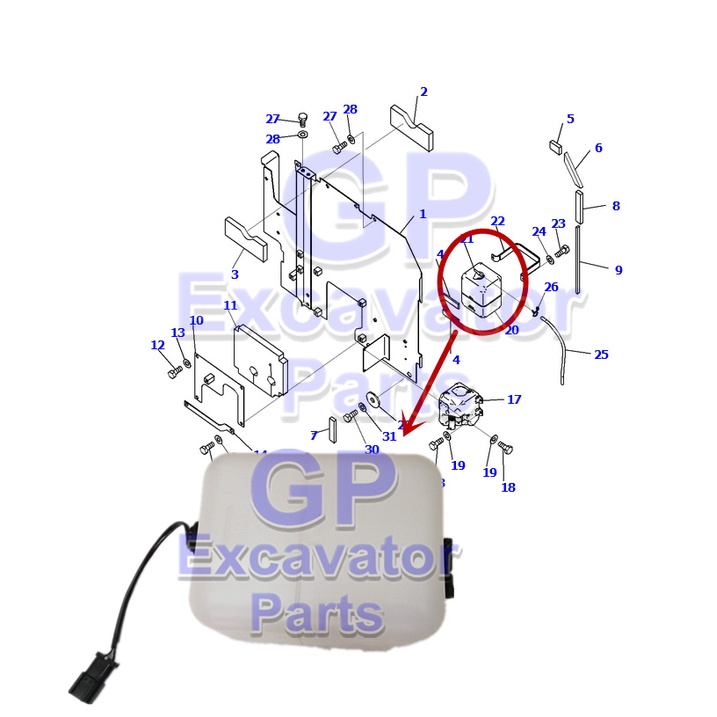 PC200-5 / PC200-7 / PC200-8 Hydraulic Excavator Water Tank Assy(20Y-06 ...