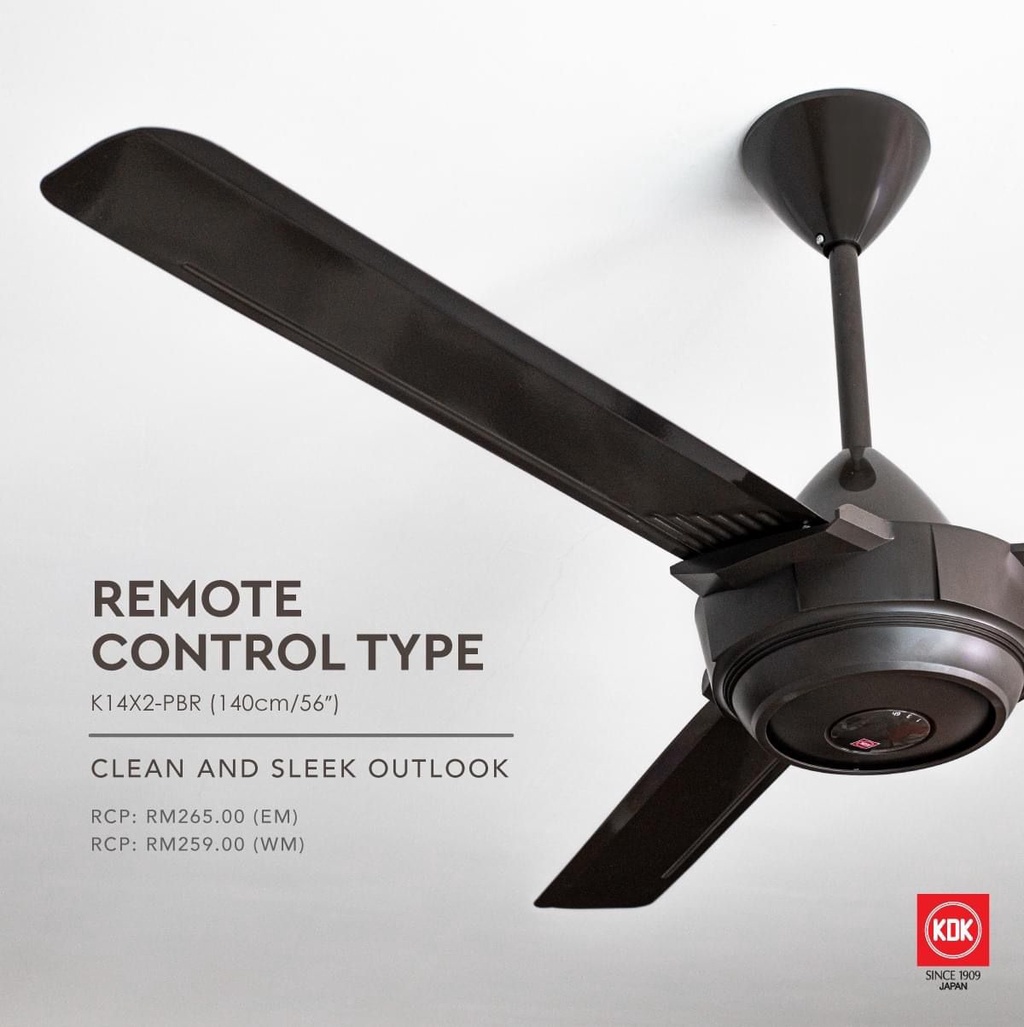 KDK K14X2/K14XF 56" Remote Control 3 Blades Grey / Brown Remote Control ...