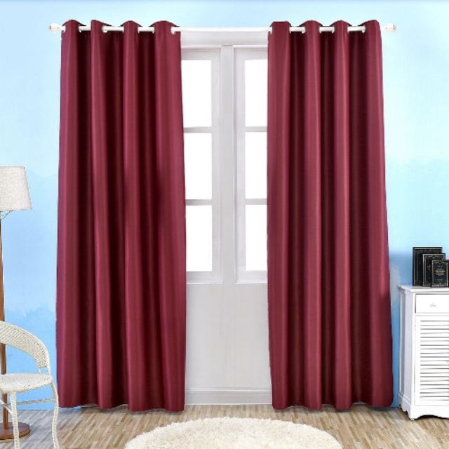 Red curtain eyelet langsir merah | Shopee Malaysia