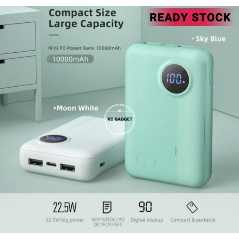 ROCK SPACE P75V 22.5W PD MINI POWER BANK DIGITAL DISPLAY QC 3.0 / PD 3. ...