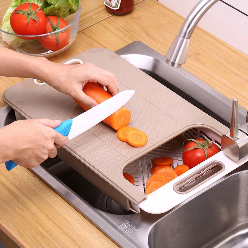 Multifunction Cutting Chopping Board Kitchen Retractable Sink Drain ...