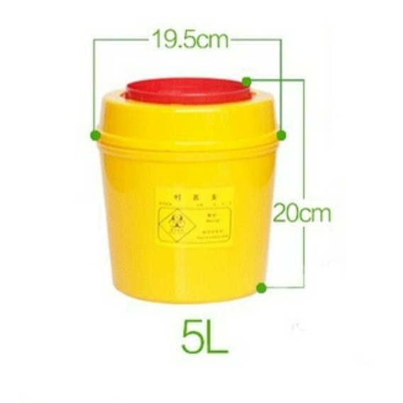 [Ready Stock] 2L/5L/8L Yellow Biohazard Medical Sharp Bin (Needle Waste Box) Insulin Syringe ...