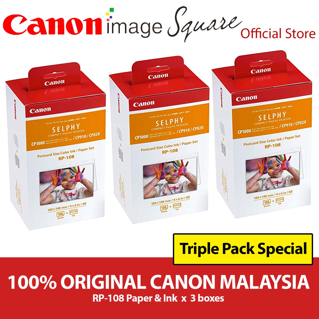 Canon RP-108 RP108 Color Ink & 4R Paper Set x 3 Boxes For Selphy CP910 ...
