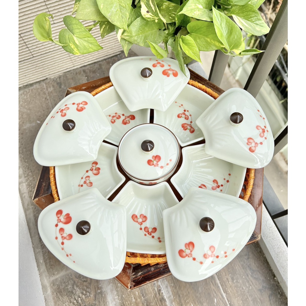 Jam Tray Set Peach Wing Bat Trang Ceramics CNY | Tray set | Shopee Malaysia