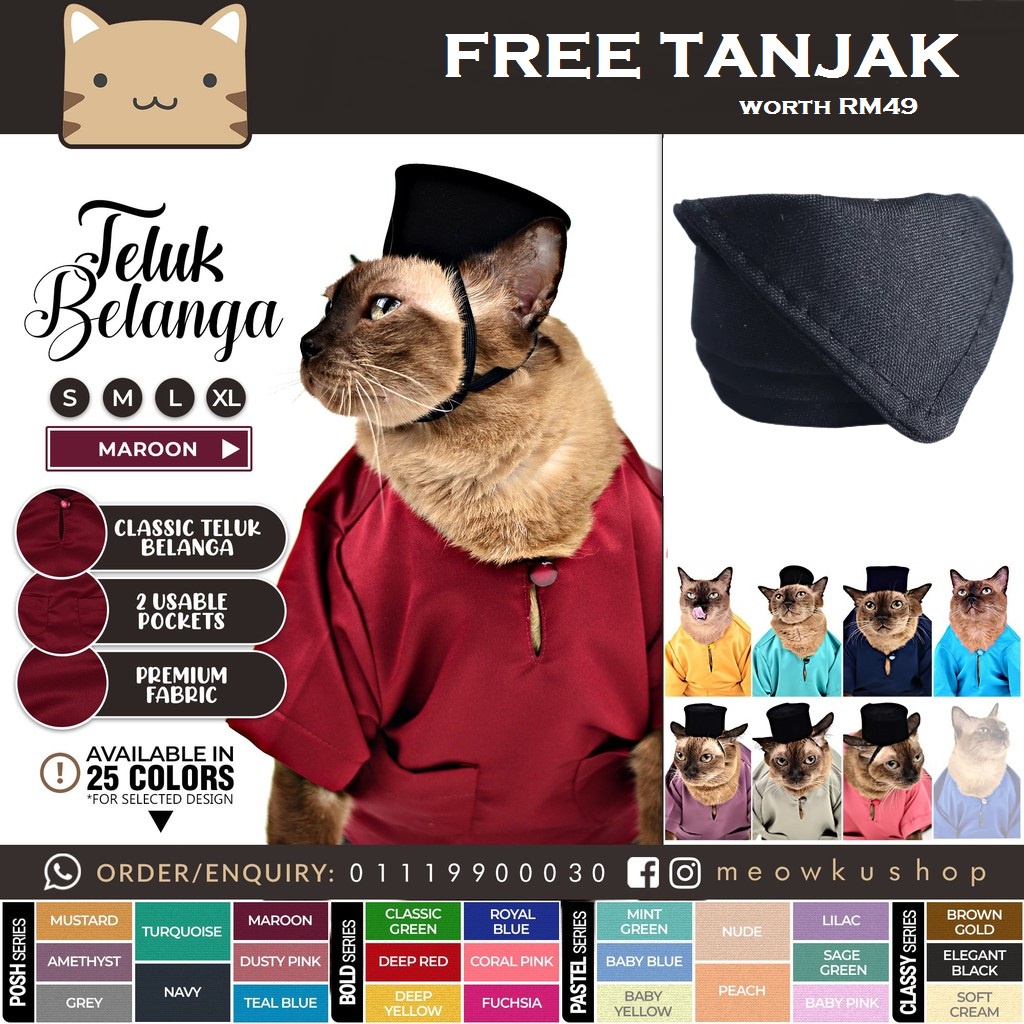 Baju Melayu Kucing Teluk Belanga (Cat Photoshoot Prop Costume Raya ...