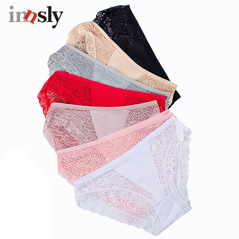 Innsly Summer Briefs Women Sexy Lace Panties Cotton Hollow Out Female