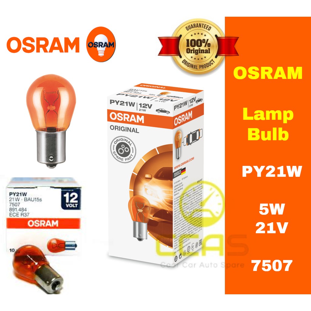 Osram Bulb 7507 - 1141 12V 21W - PY21W - Signal Lamps - Original Metal Base | Shopee Malaysia