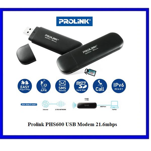 Prolink PHS600 PHS 600 PHS-600 3G 21Mbps HSPA+ USB Modem Micro SD ...