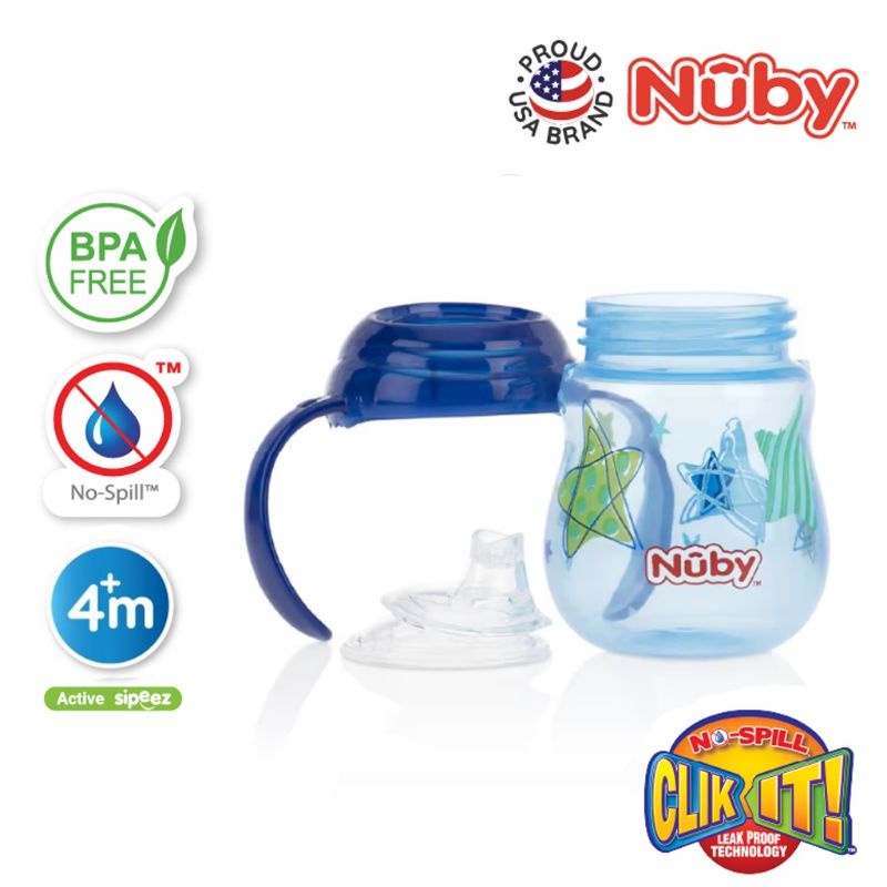 Nuby Designer Series No-Spill Silicone Spout Drinking Cup with handles 270ml 4m+ Single Pack ...