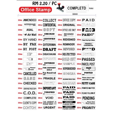 Ready Made Office Rubber Stamp Chop ( 75 design) / RM 2.20 PER PC ...