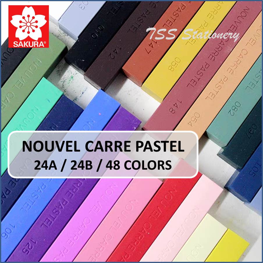 SAKURA Nouvel Carre Pastel Semi-Hard Squared Pastel 24/ 48 Colors ...