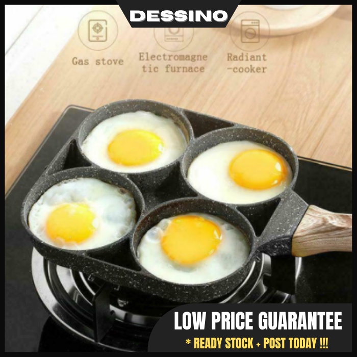 DESSINO Fried Egg Burger Machine Non Stick Flat Bottom Frying Pan 4 ...
