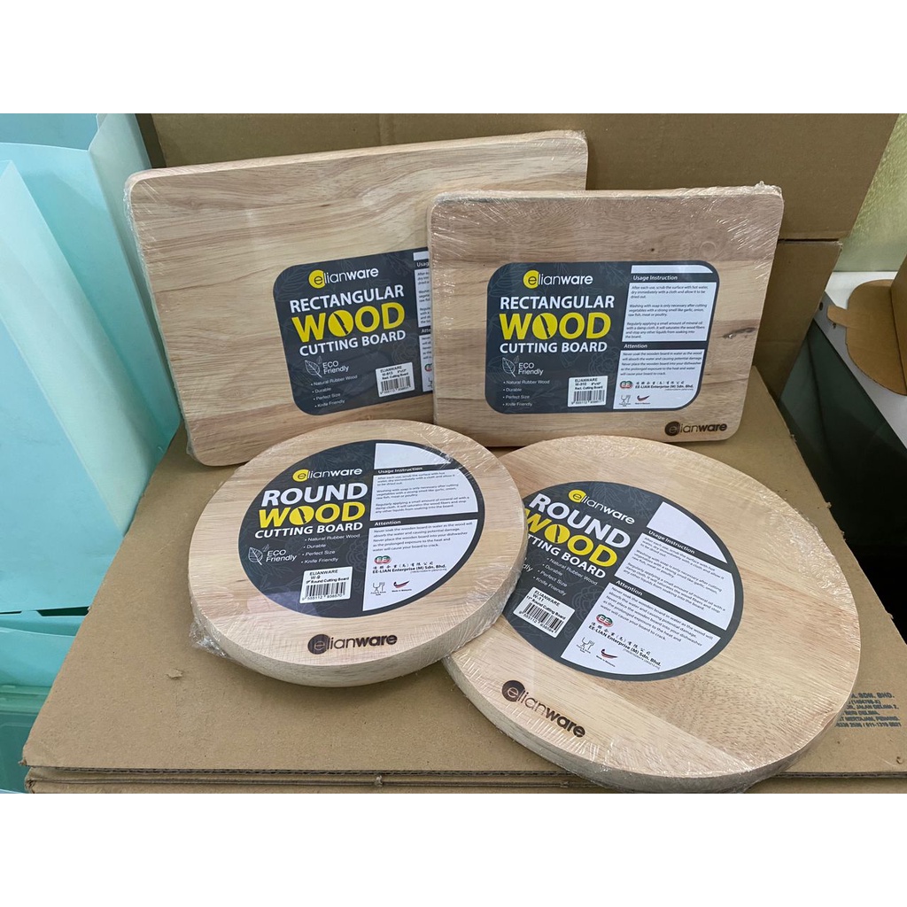 Elianware Wood Cutting Board Chopper Board Papan Pemotong Kayu Round ...