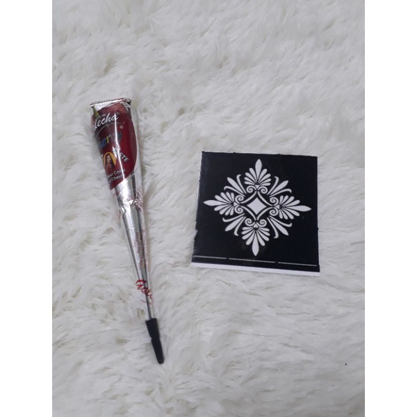 Sticker inai Raya murah reusable RM1, inai lukis warna merah/maroon ...